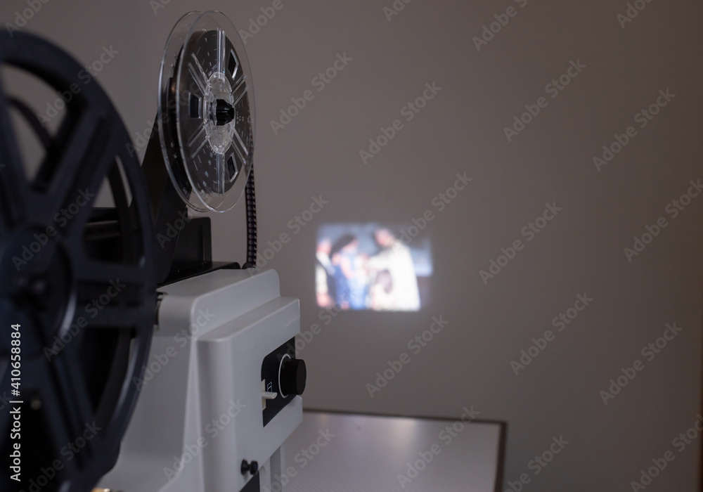 Isolated 8mm projector. Antique video technology. Old retro machine for ...