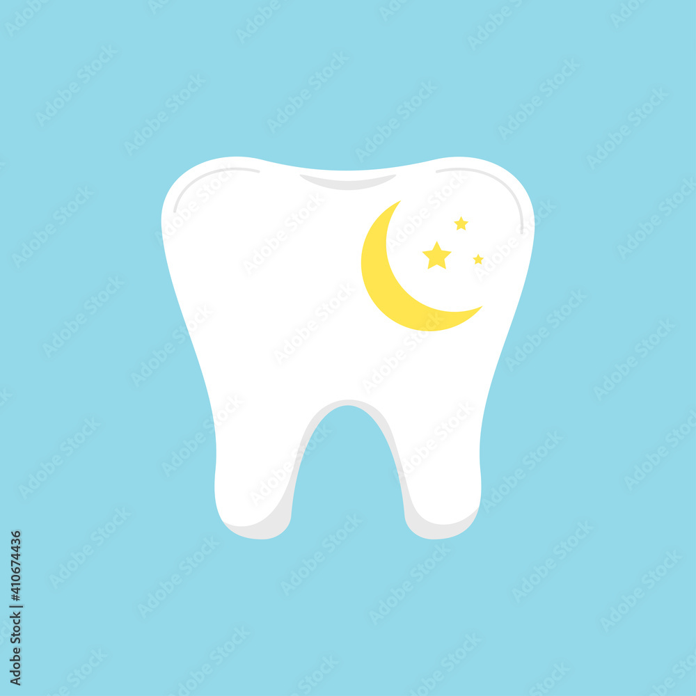 Tooth with ramadan kareem moon and star icon isolated. Dental molar ...