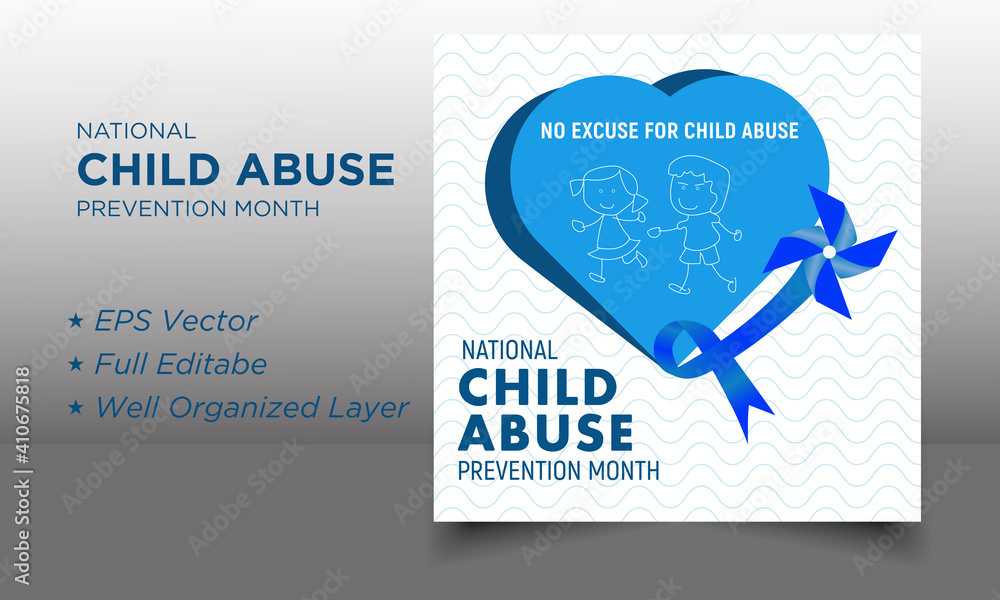 Editable Child Abuse Prevention Month April Design as a Social Media ...