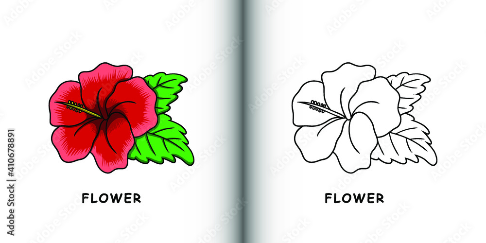Kids Coloring Images Flower Cartoon Vector Illustration. Kids Drawing ...