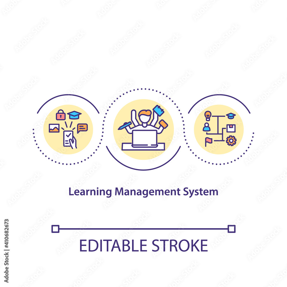 Learning management system concept icon. Online education idea thin ...