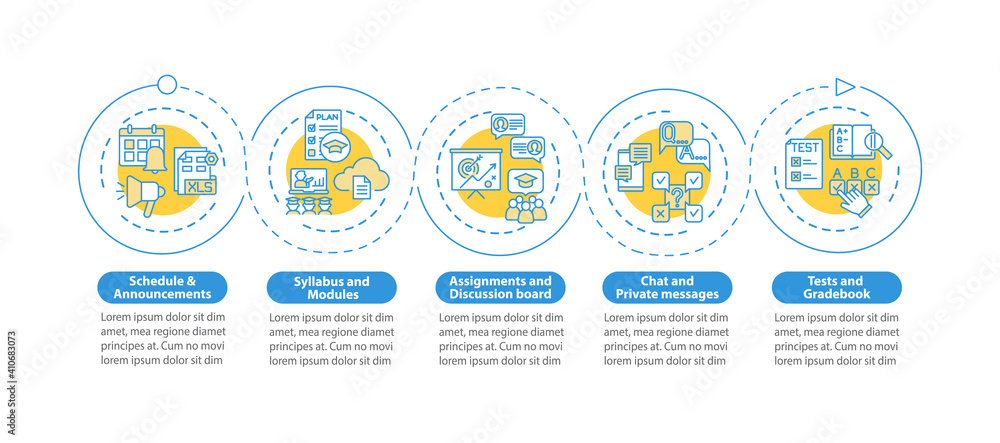 Online course management system elements vector infographic template ...