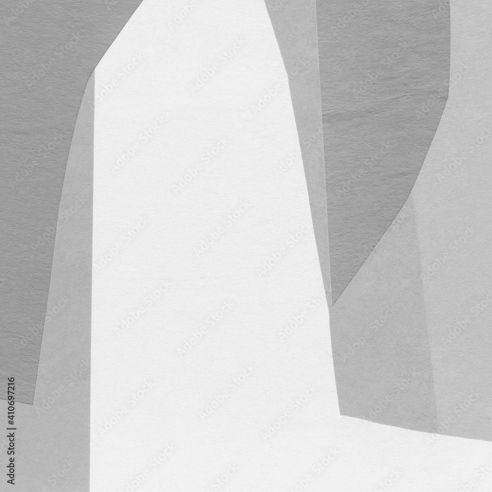 White torn paper collage close-up. Texture made from various paper and ...