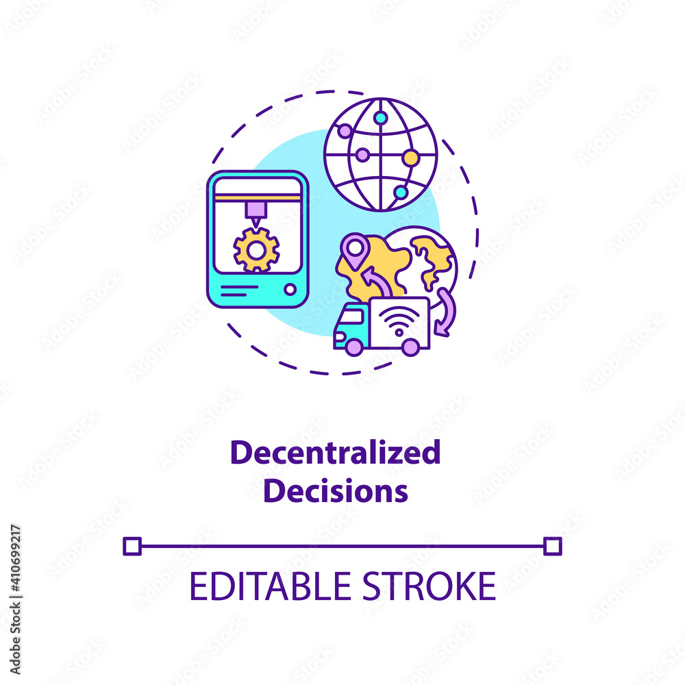 Decentralized decisions concept icon. Industry 4.0 design principle ...