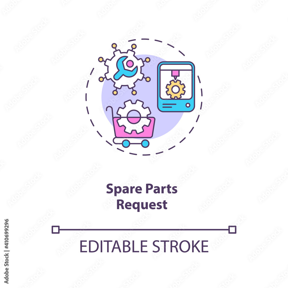 Spare parts request concept icon. M2M communication type idea thin line ...