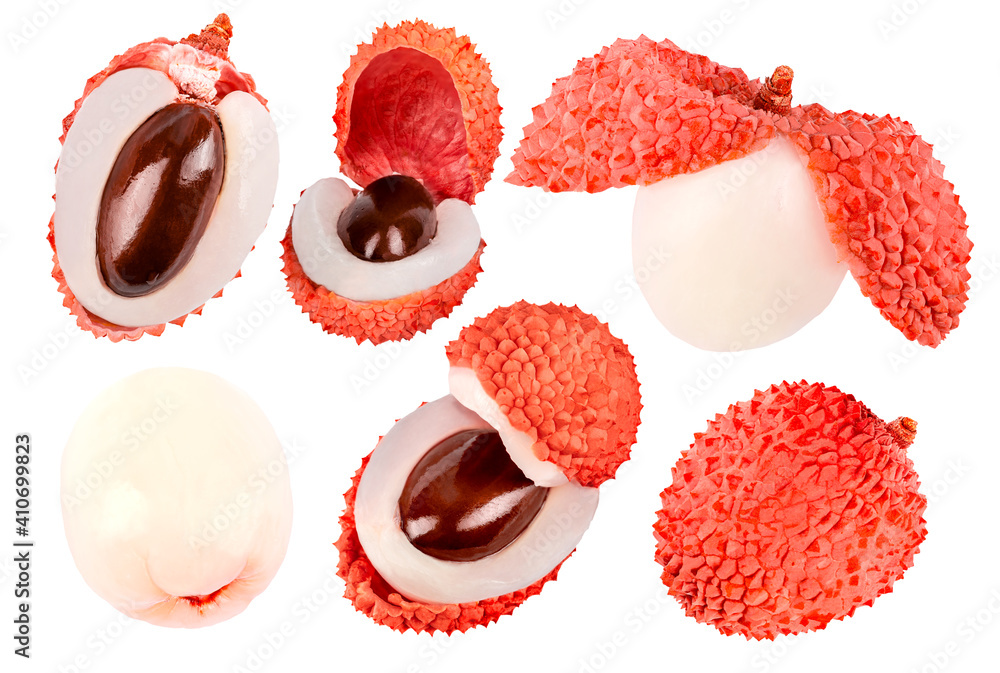 Collection of fruit. Different shapes of fresh wole and cut prickly ...