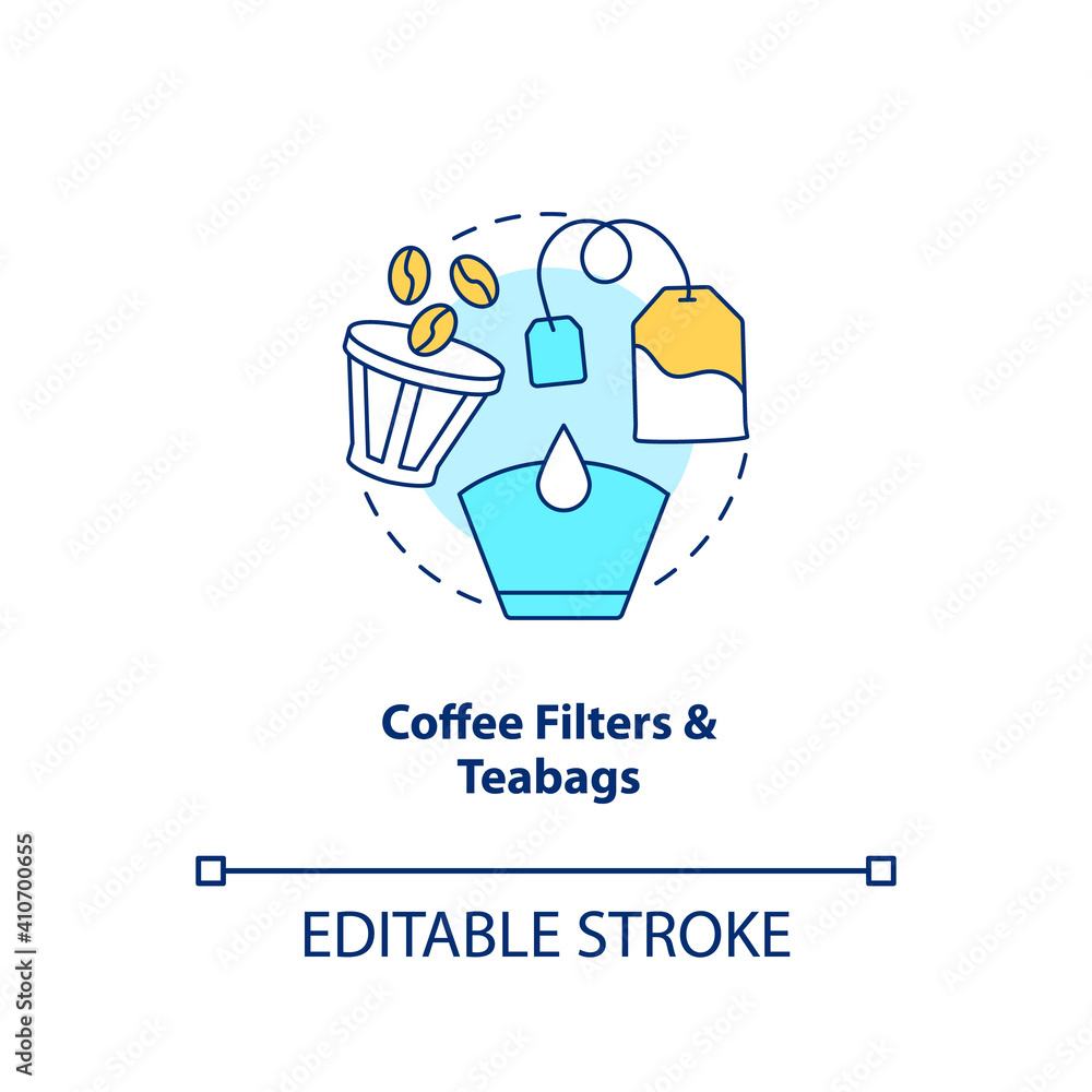 Vecteur Stock Coffee filters and teabags concept icon. Food-spoiled ...