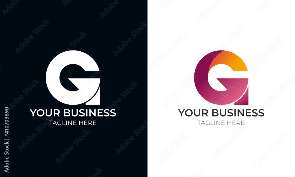 Logo with the initials letter G, with symbols arrow upper case monogram ...