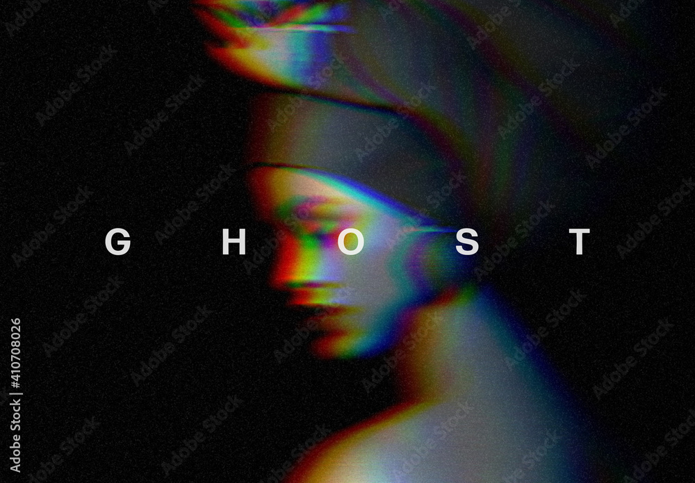 Rgb Digital Ghost Photo Effect Mockup Stock Template | Adobe Stock