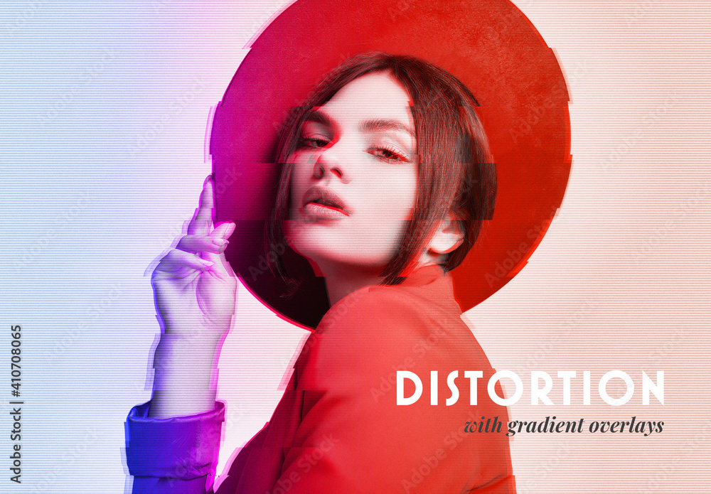 Digital Distortion Photo Effect Mockup Stock Template | Adobe Stock