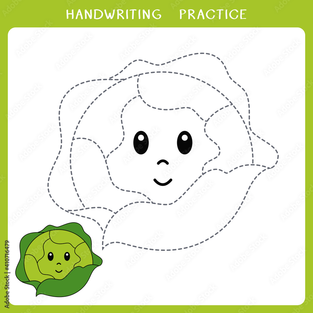 Handwriting practice sheet. Simple educational game for kids. Cute ...