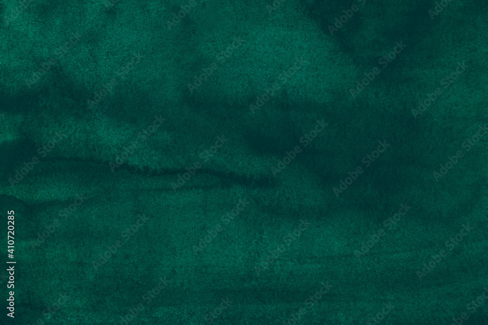 Watercolor dark emerald color background painting. Old deep sea green ...