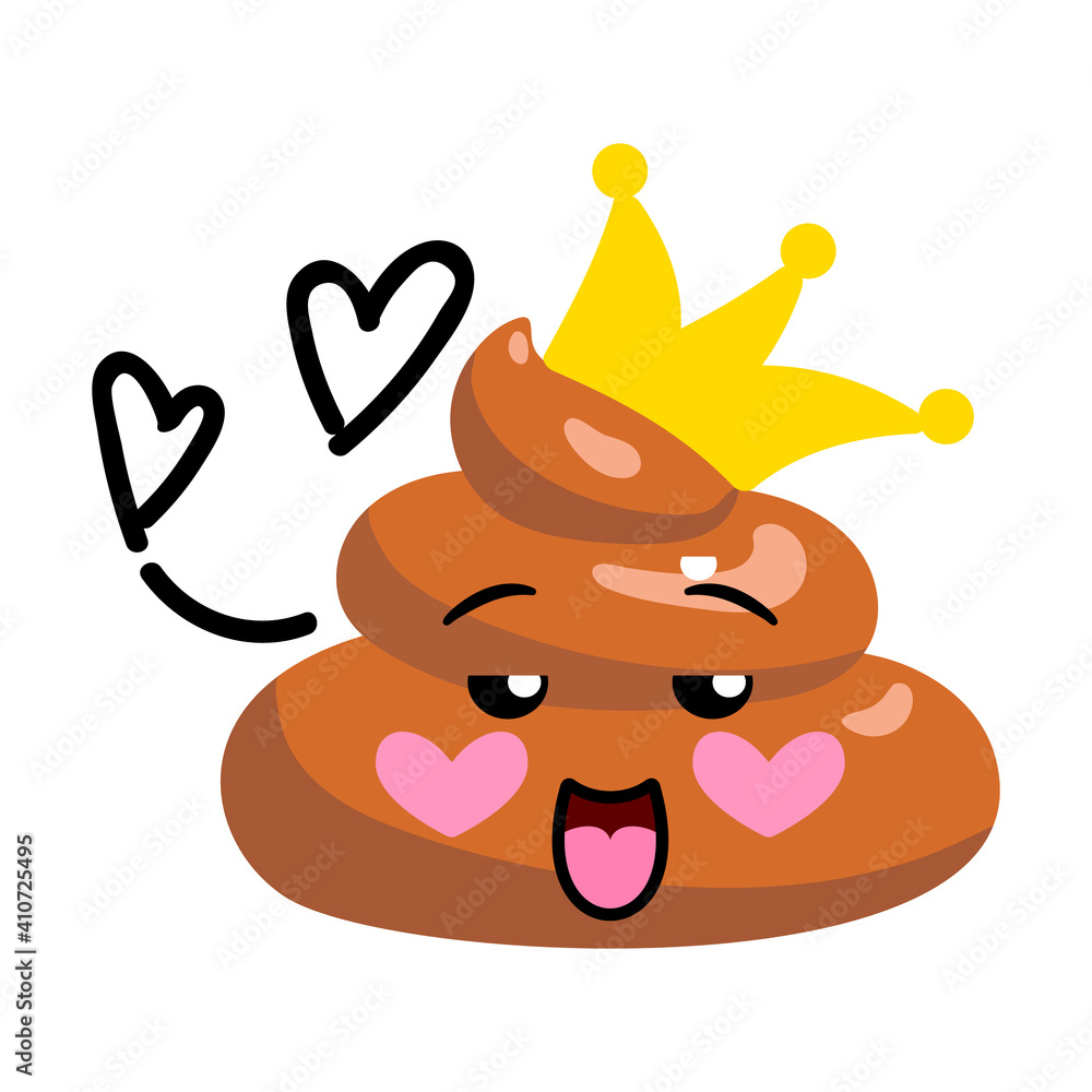 Vecteur Stock Shit or turd wearing crown emoji vector icon with ...