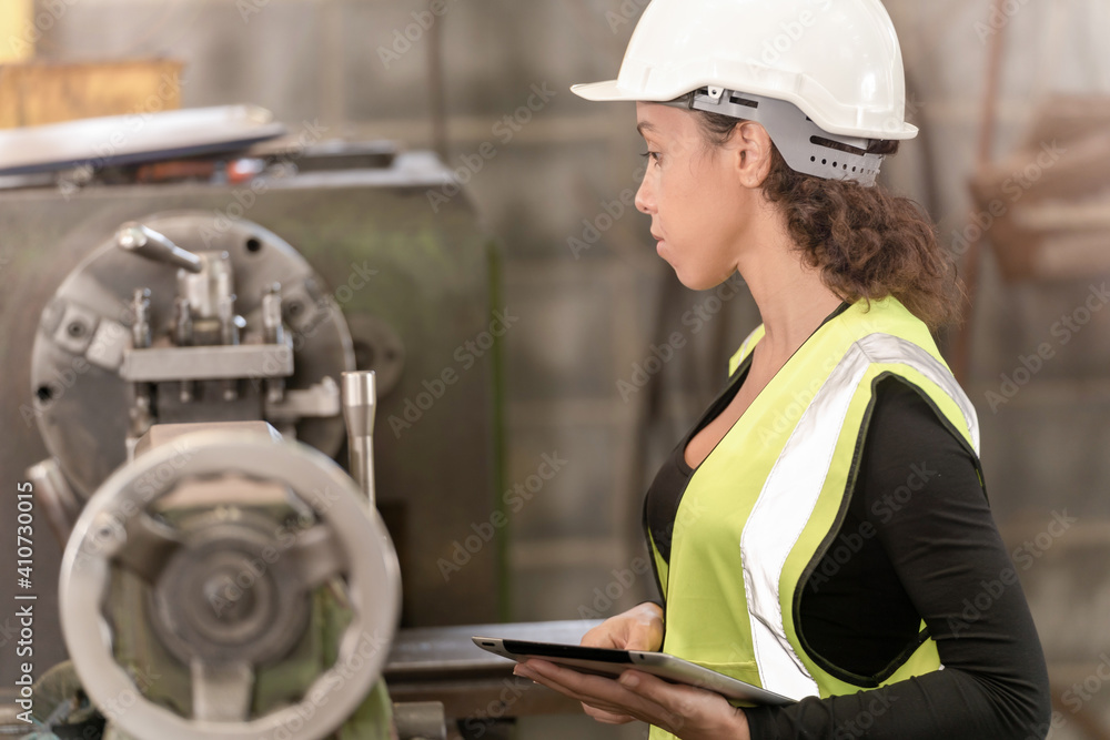 Portrait of woman worker beautiful face and wearing working suite dress ...