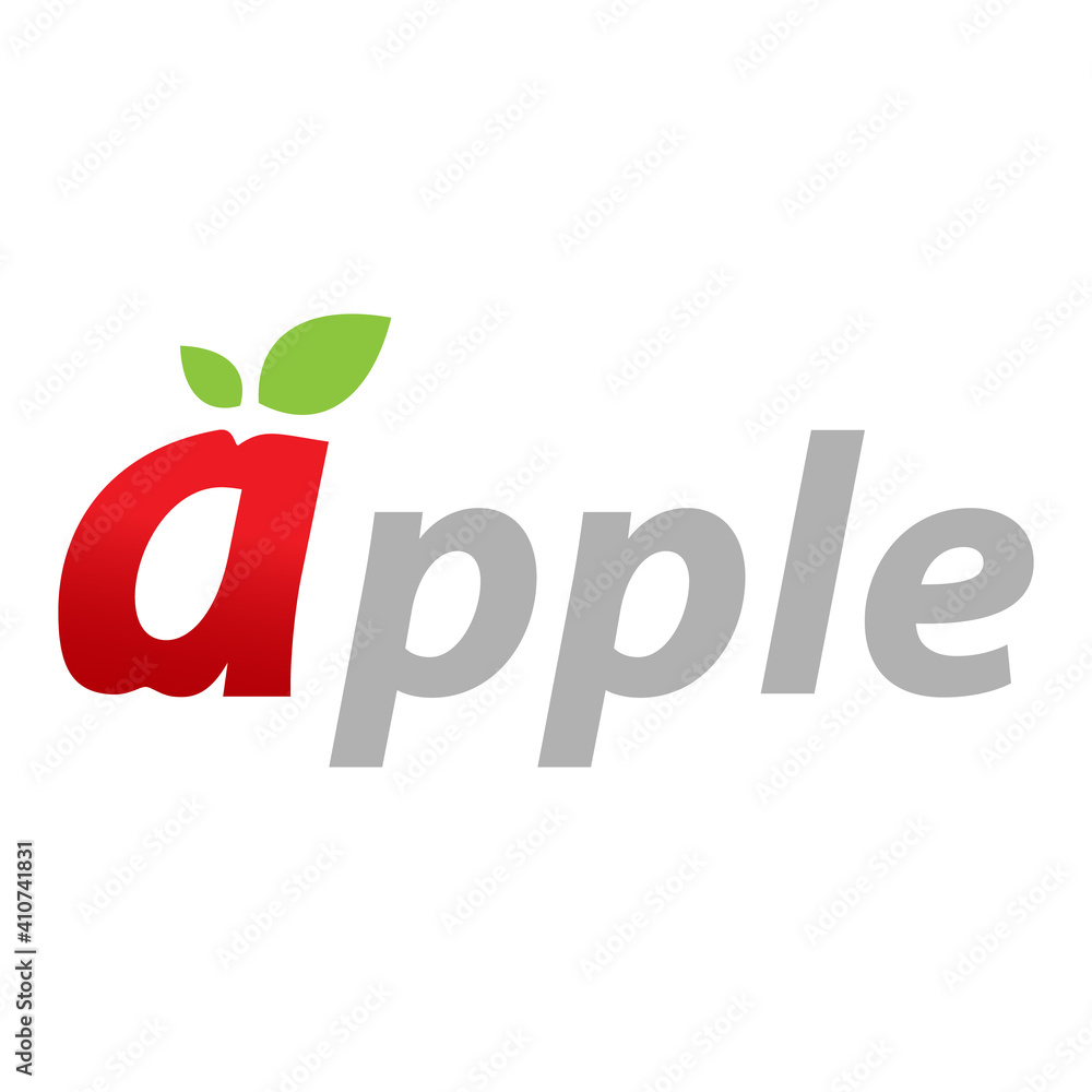 Vector Apple logo isolated on white background. Red apple theme with ...