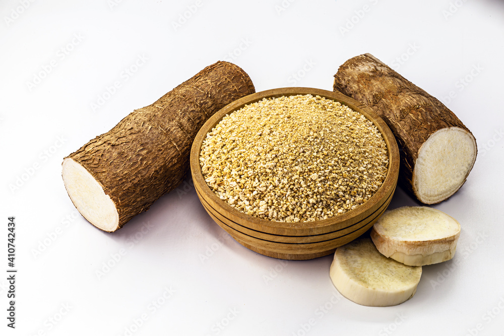 ground flour and toasted Brazilian cassava, called polvilho, cassava ...