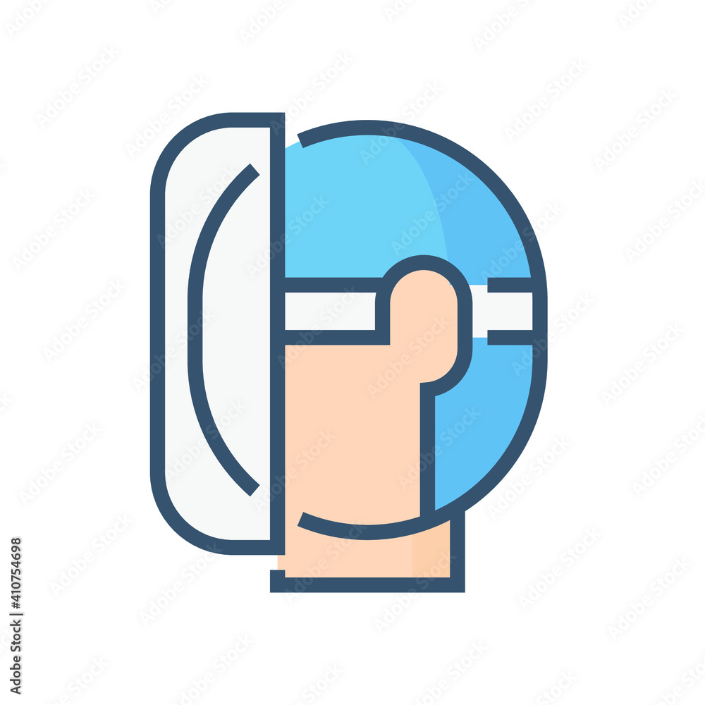 Face shield vector icon. Personal protective equipment (PPE). To cover ...