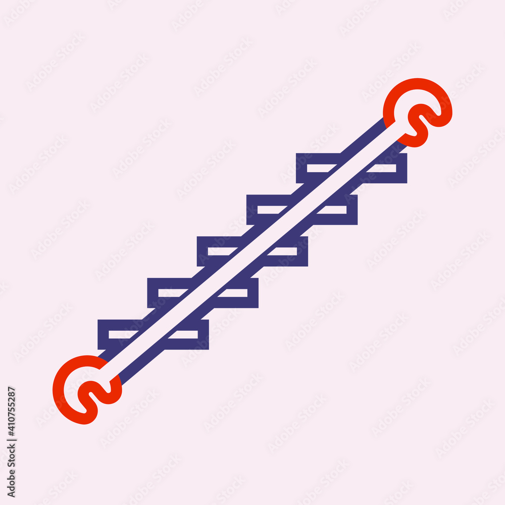 Steel stair or ladder vector icon. Part of scaffolding stairway rolling ...
