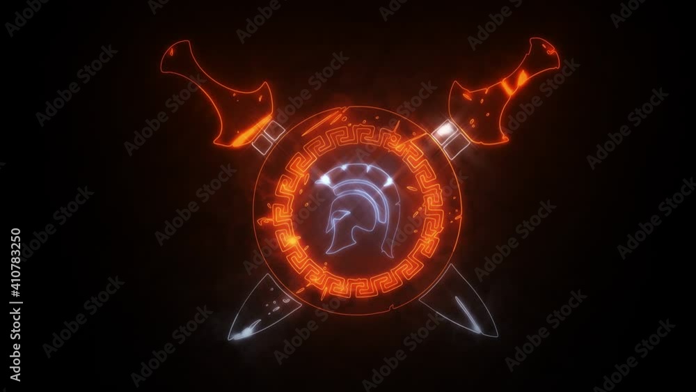 Orange Spartan Shield and Swords Animated Logo Loop Graphic Element ...