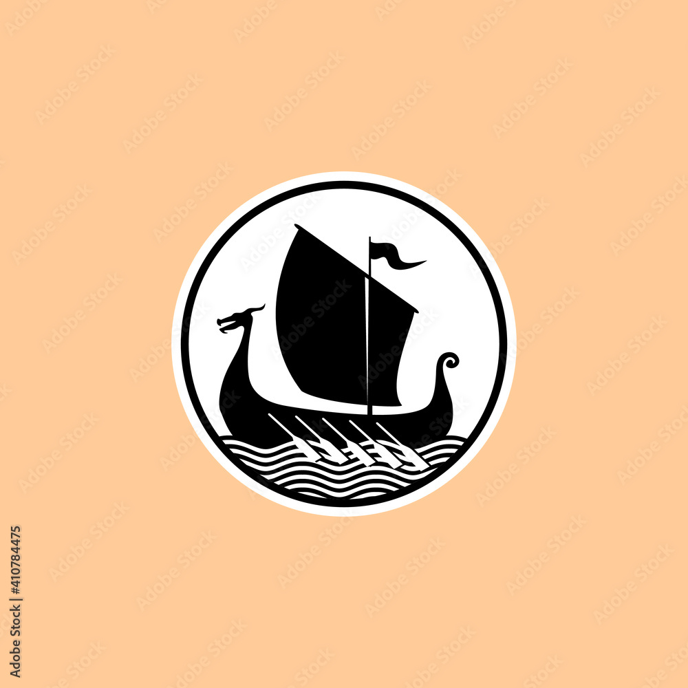 Viking transport ship logo. Vector Illustration. Branding Identity ...