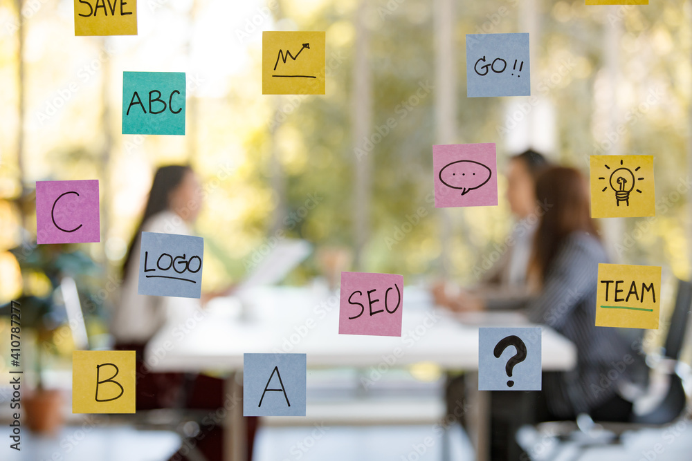 signboard with the idea paper attached on with a soft background of ...