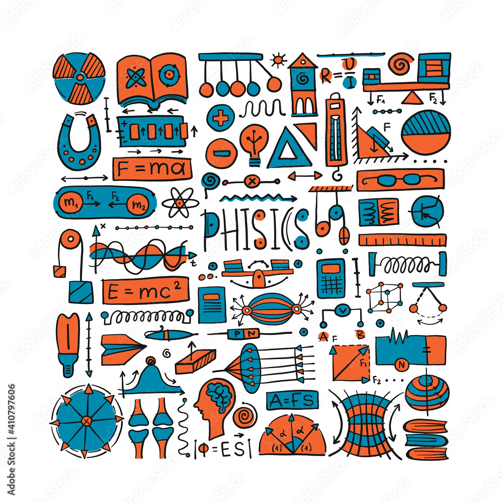 Physics icons, sign and symbols. Art Background for your design Stock ...