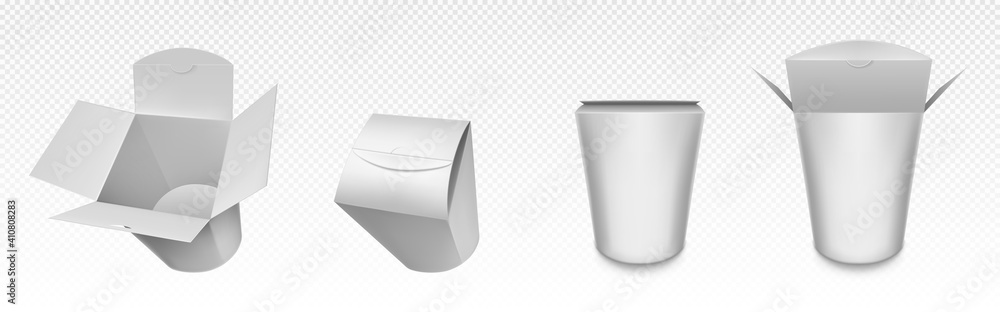 Empty white Wok box, paper packaging for chinese food, noodle or rice ...