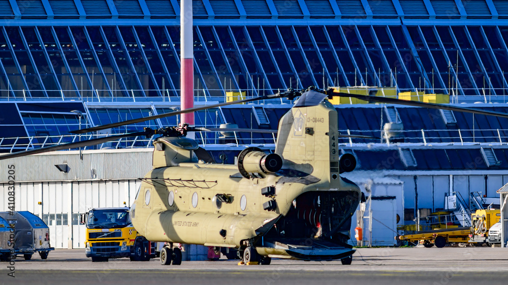 Hoersching, Austria, 04 Feb 2021, Boeing CH-47 Chinook of the US Army ...