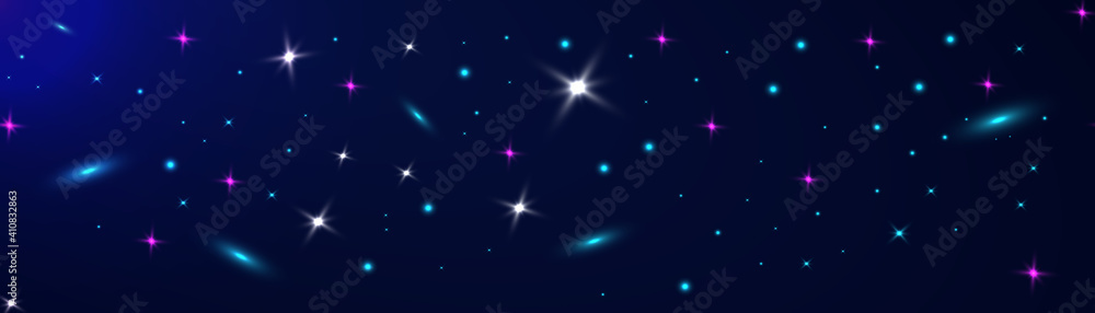 Space background landscape. Vector cartoon fantasy illustration of blue ...
