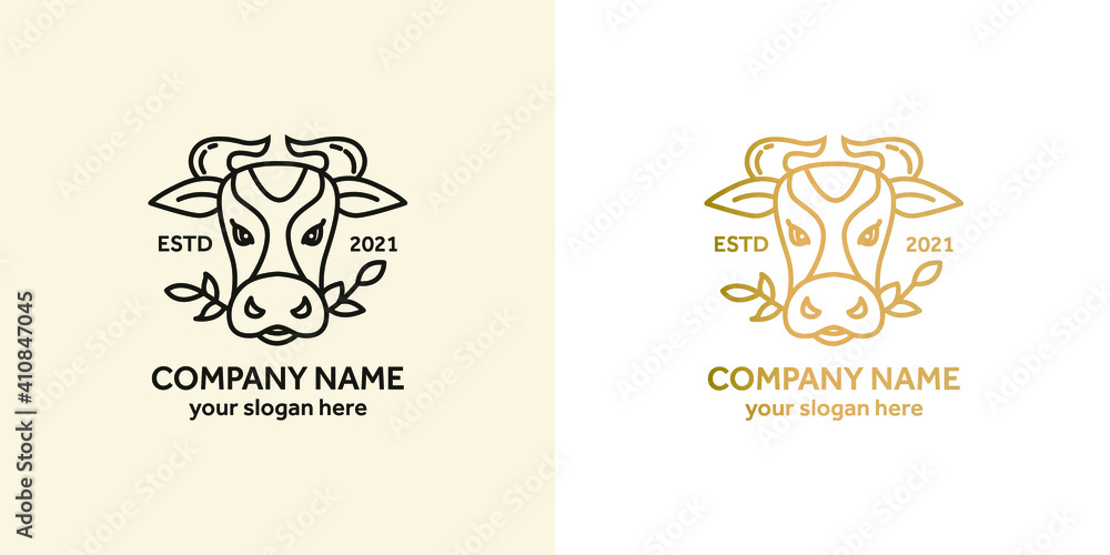 Vector cow logo design. Cow face, muzzle. Line art. Perfect for dairy ...