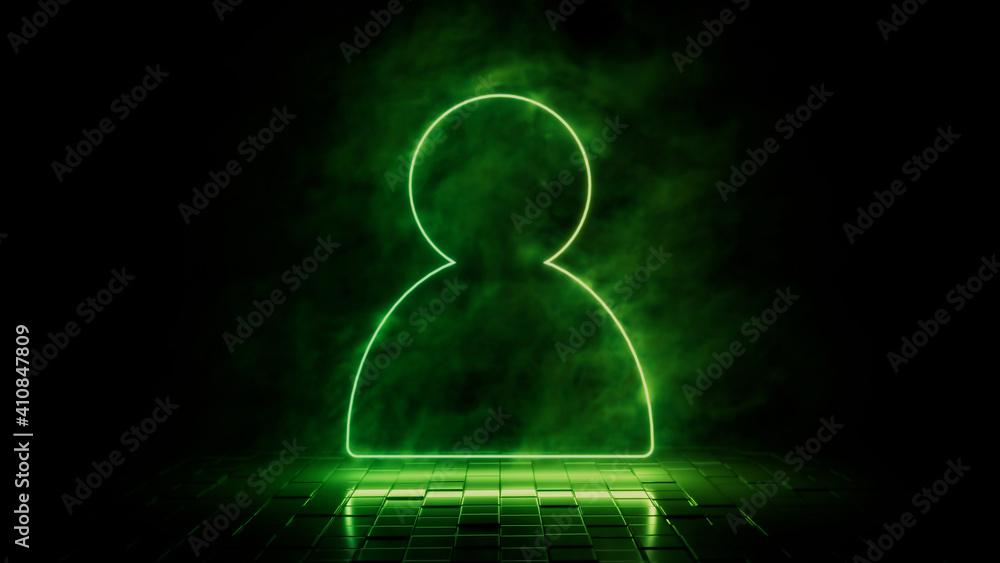 Green neon light user icon. Vibrant colored technology symbol, isolated ...