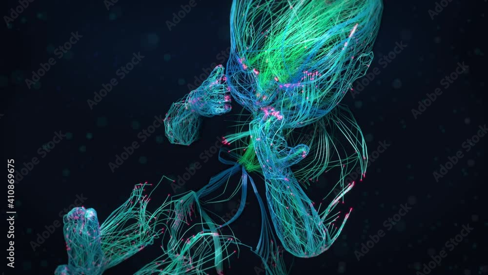 Ai Human Fetus Birthday. Vivid Multicolor Growth Technological Neurons ...