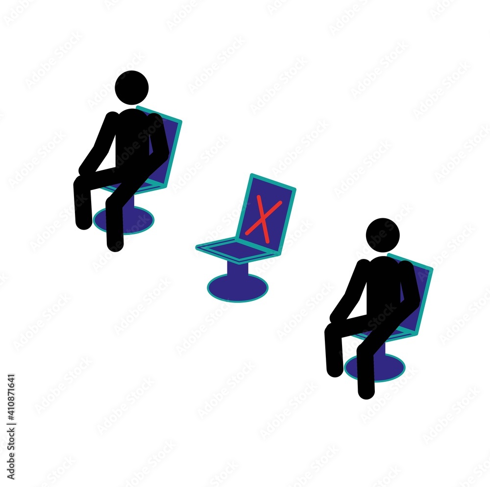 Keep your distance in cinemas, at public events, and be safe. Stick man ...