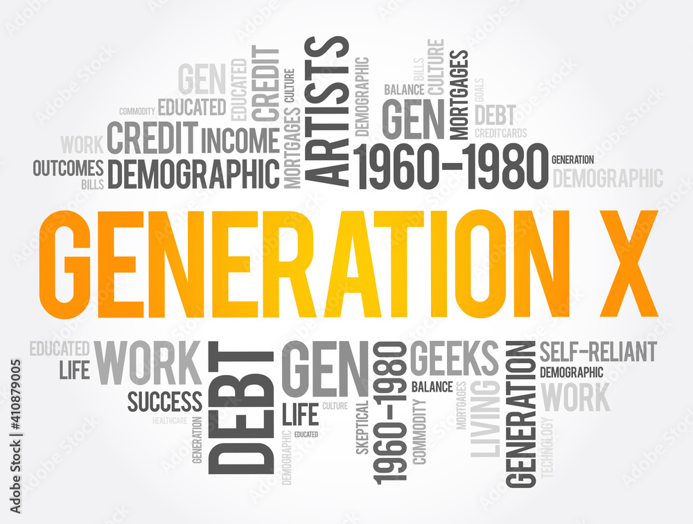 Generation X Word Cloud Concept collage background Stock Illustration ...