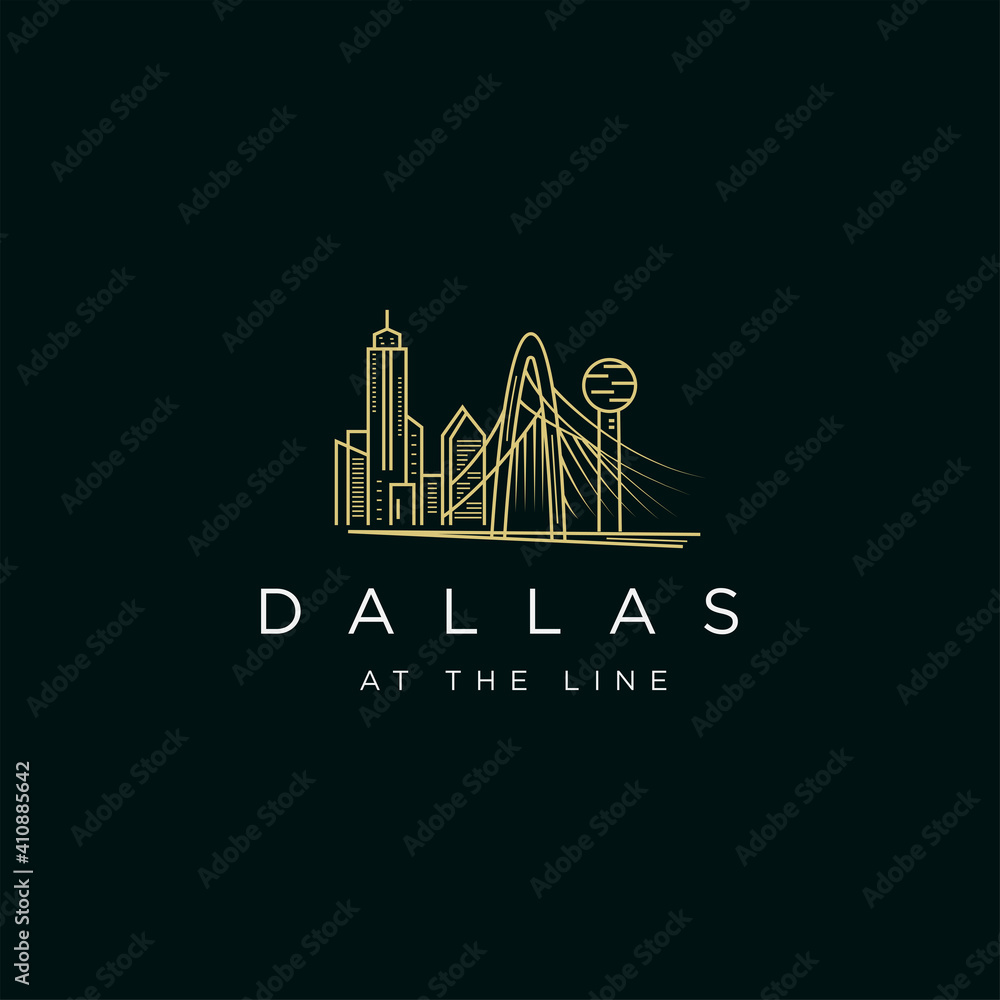 Dallas city building and landmark minimalist logo icon design template ...