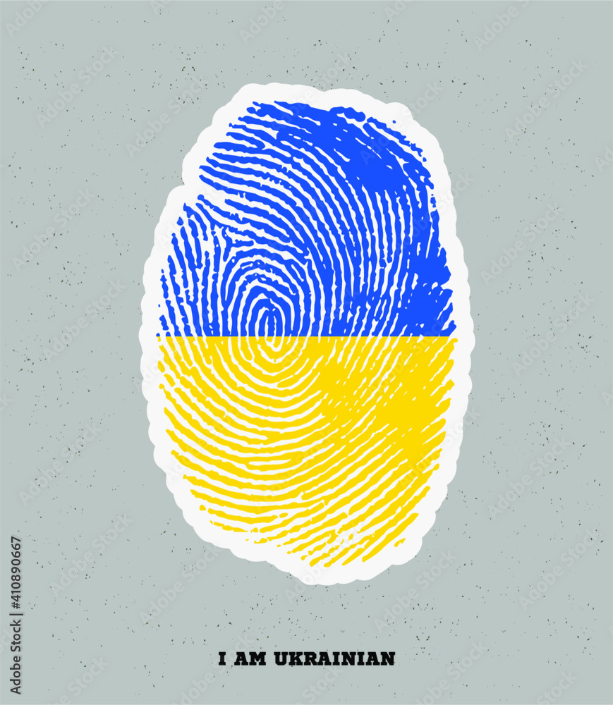 an illustration of a fingerprint in Ukrainian color, showing the pride ...