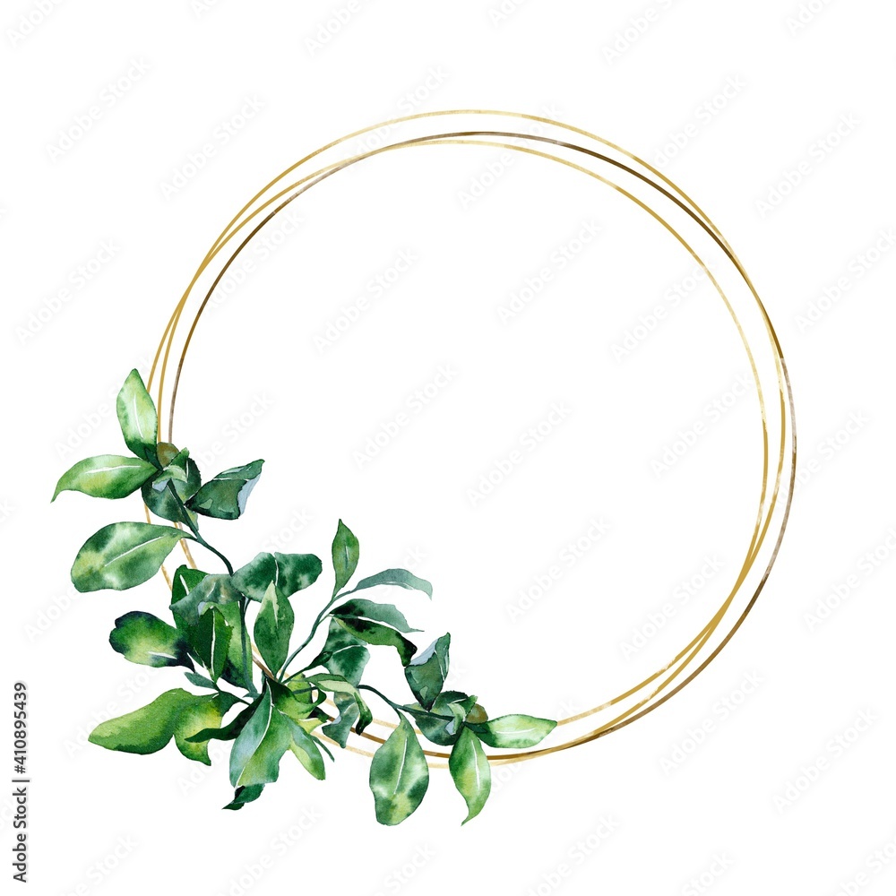 Circle Gold Frame Green