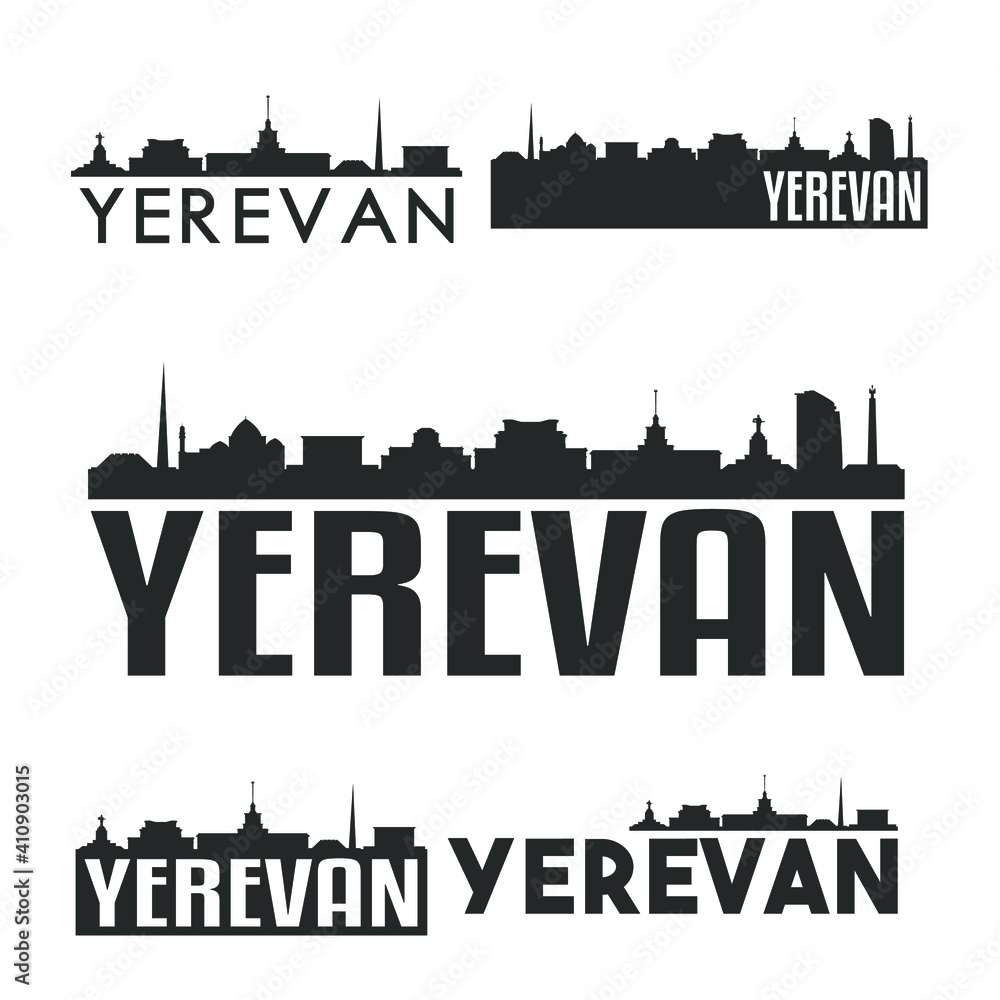 Yerevan Armenia Flat Icon Skyline Vector Silhouette Design Set Logo ...