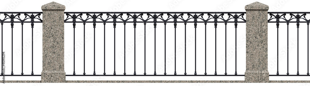 Wrought iron railing. Vintage. 3D render for project. Isolated. Decor ...