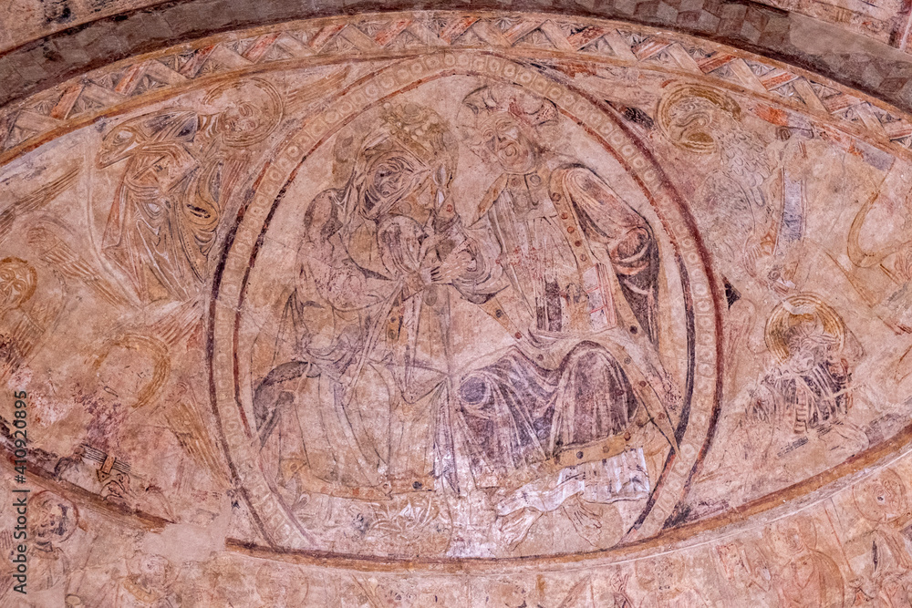 coronation of Mary for her son Jesus Christ, wall paintings of Osia ...