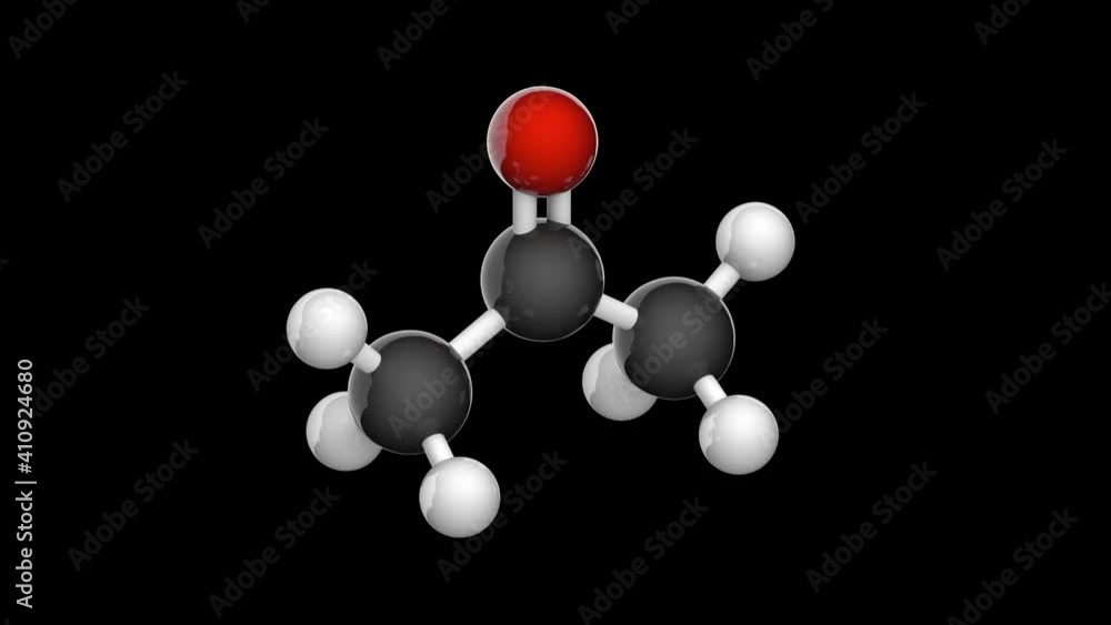 Structural chemical formula and molecular structure of acetone. Formule ...