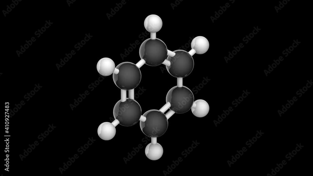 Vidéo Stock C6H6, benzol (benzene) molecule. 3D render. Seamless loop ...