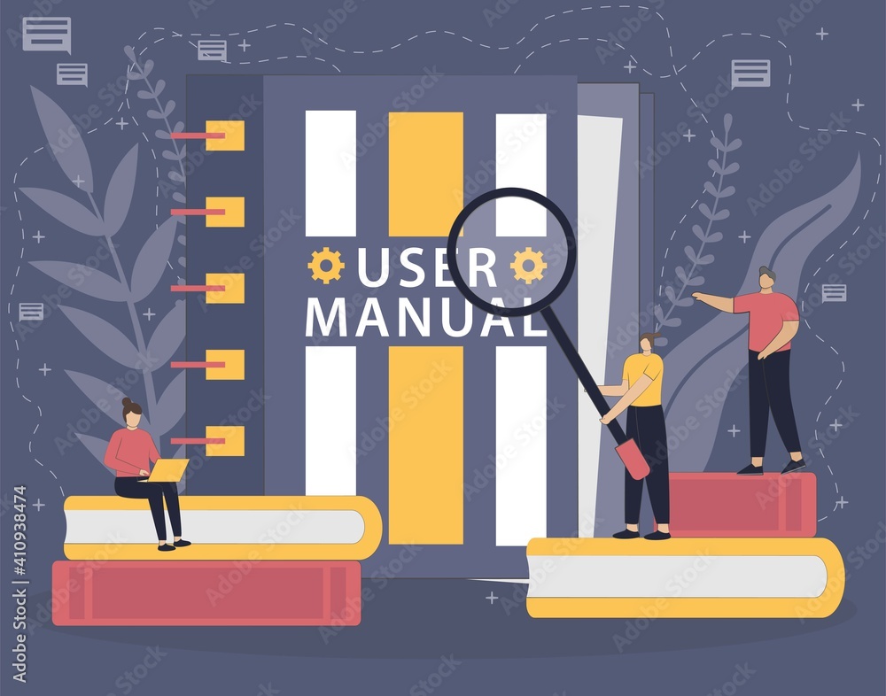 User manual book concept vector illustration with people character. A ...