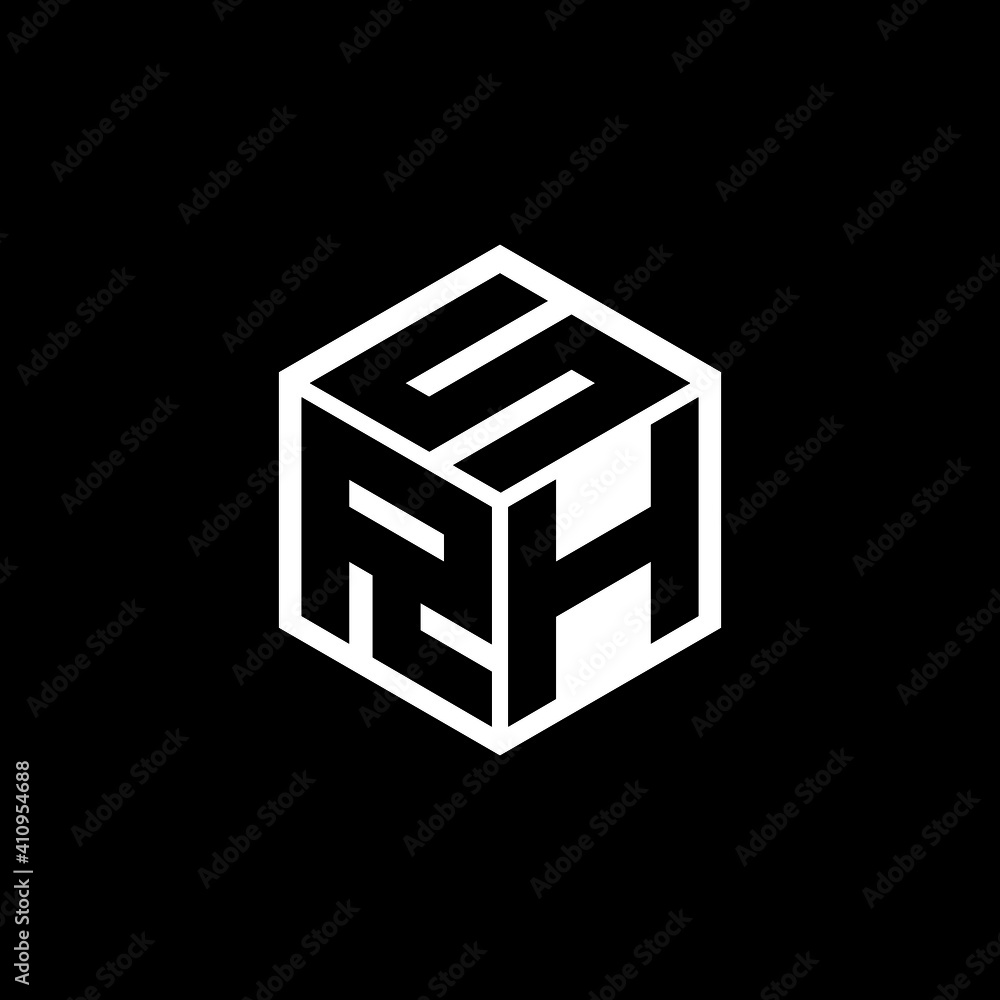RHS letter logo design with black background in illustrator, cube logo ...