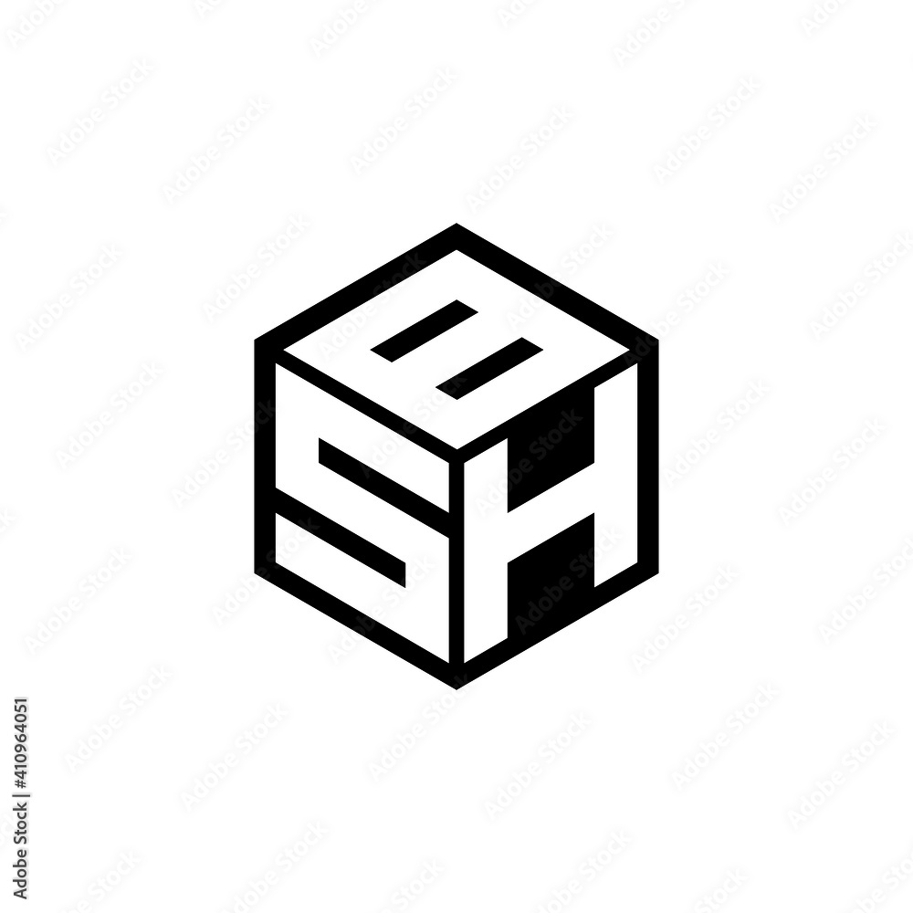 SHB letter logo design with white background in illustrator, cube logo ...