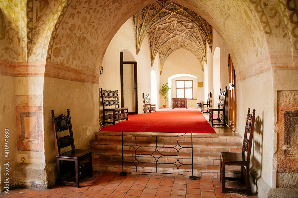 Castle interior, Baroque and renaissance furniture, Rib vault or gothic ...