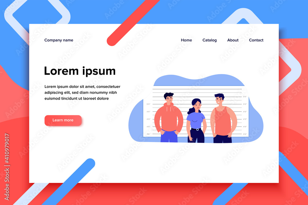 Mafia suspects standing in police lineup flat vector illustration ...