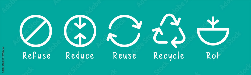 icon refuse waste, garbage reduce, reuse garbage, recycle and rot waste ... icon refuse waste, garbage reduce, reuse garbage, recycle and rot waste ...