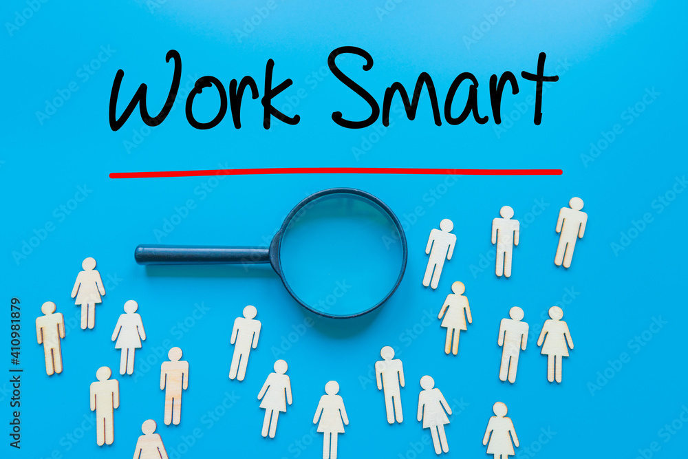 Work Smart Sign on white paper. Man Hand Holding Paper with text ...