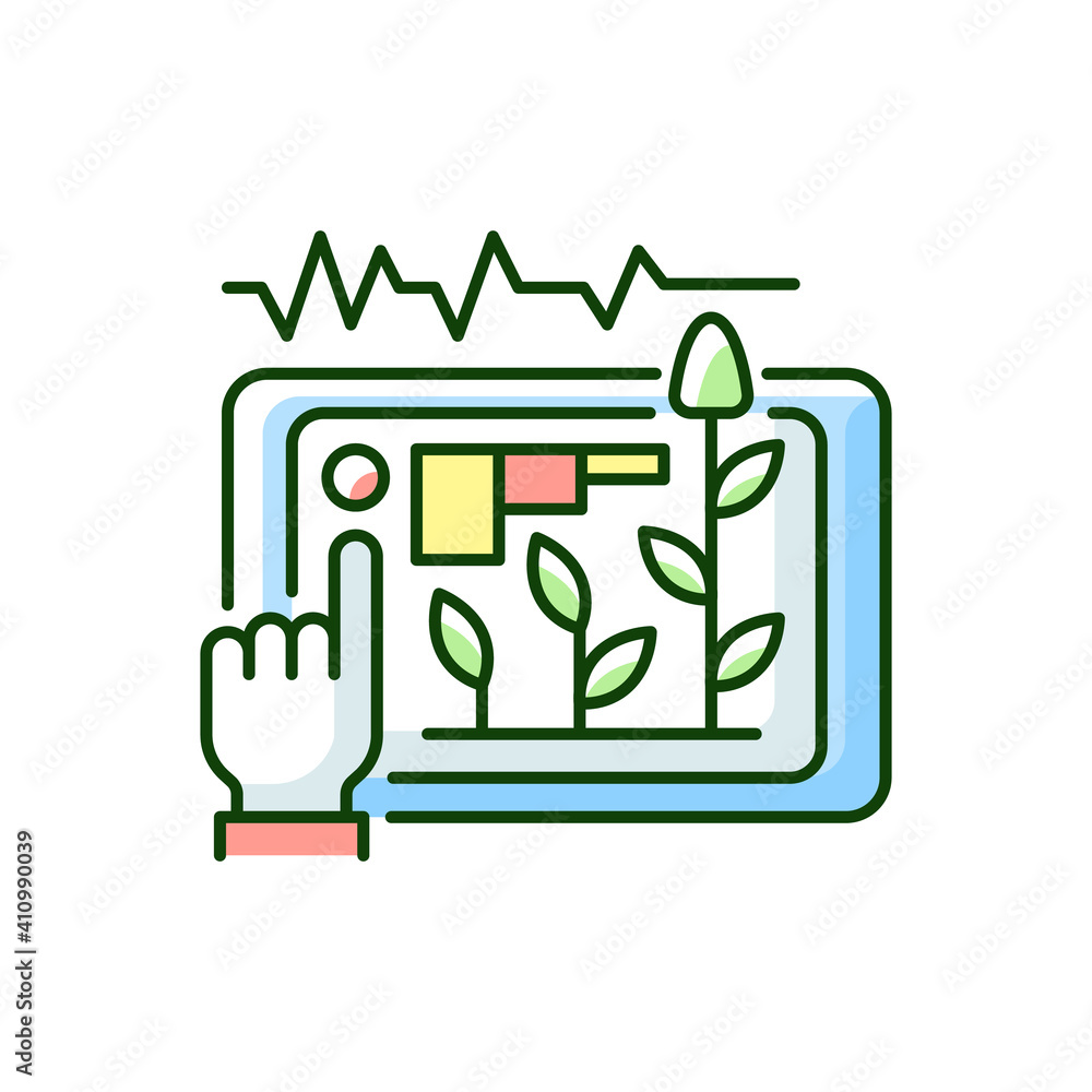 Yield prediction RGB color icon. Soil test information. Crop growth ...